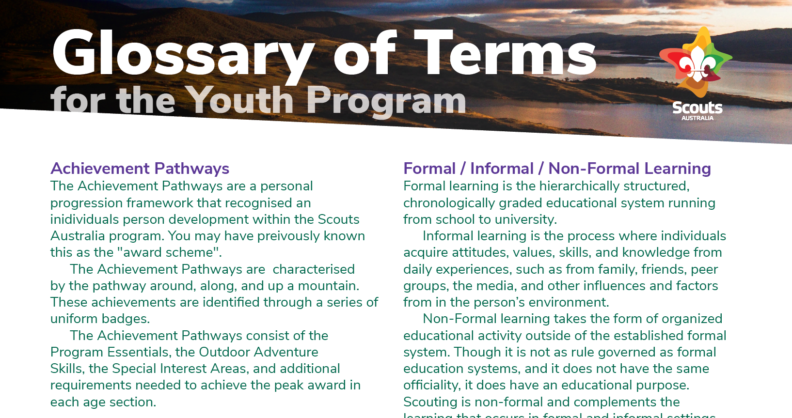 Program Glossary Updated